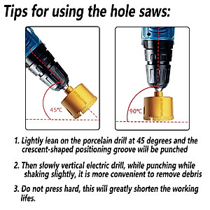 Antengdatool Dry/Wet Diamond Hole Saw Set - 5 Pieces/Box Porcelain/Tile Core Drill Bits Kit for Ceramic Marble Brick Granite Stones for Angle Grinder(25/35/40/50/60mm)