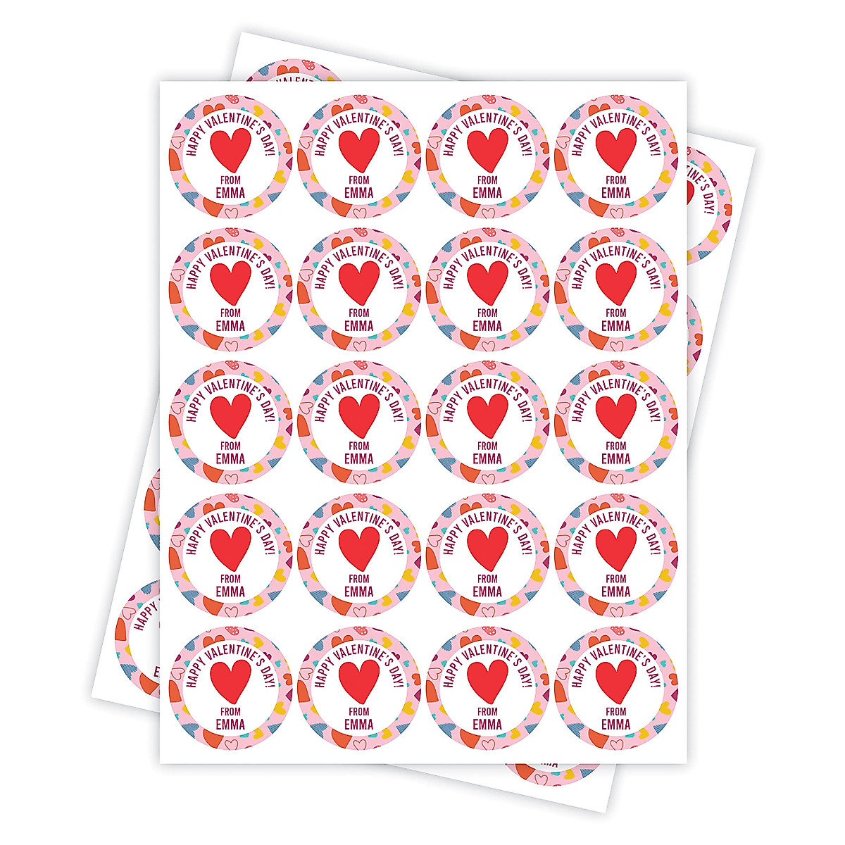 Personalized Valentine's Day Stickers, Custom Happy Valentine's Day Stickers, Valentines Labels, Round Valentines Party Favors, Gift Sticker, VP2304