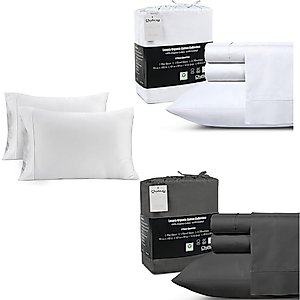 100% Organic Cotton Twin Sheet Set & Standard Pillowcases Set of 2 Combo- 300 Thread Count Long Staple Cotton Sheets,3 Pc Twin Size Sheets & Standard Pillowcases, Sateen Sheets, Breathable - White