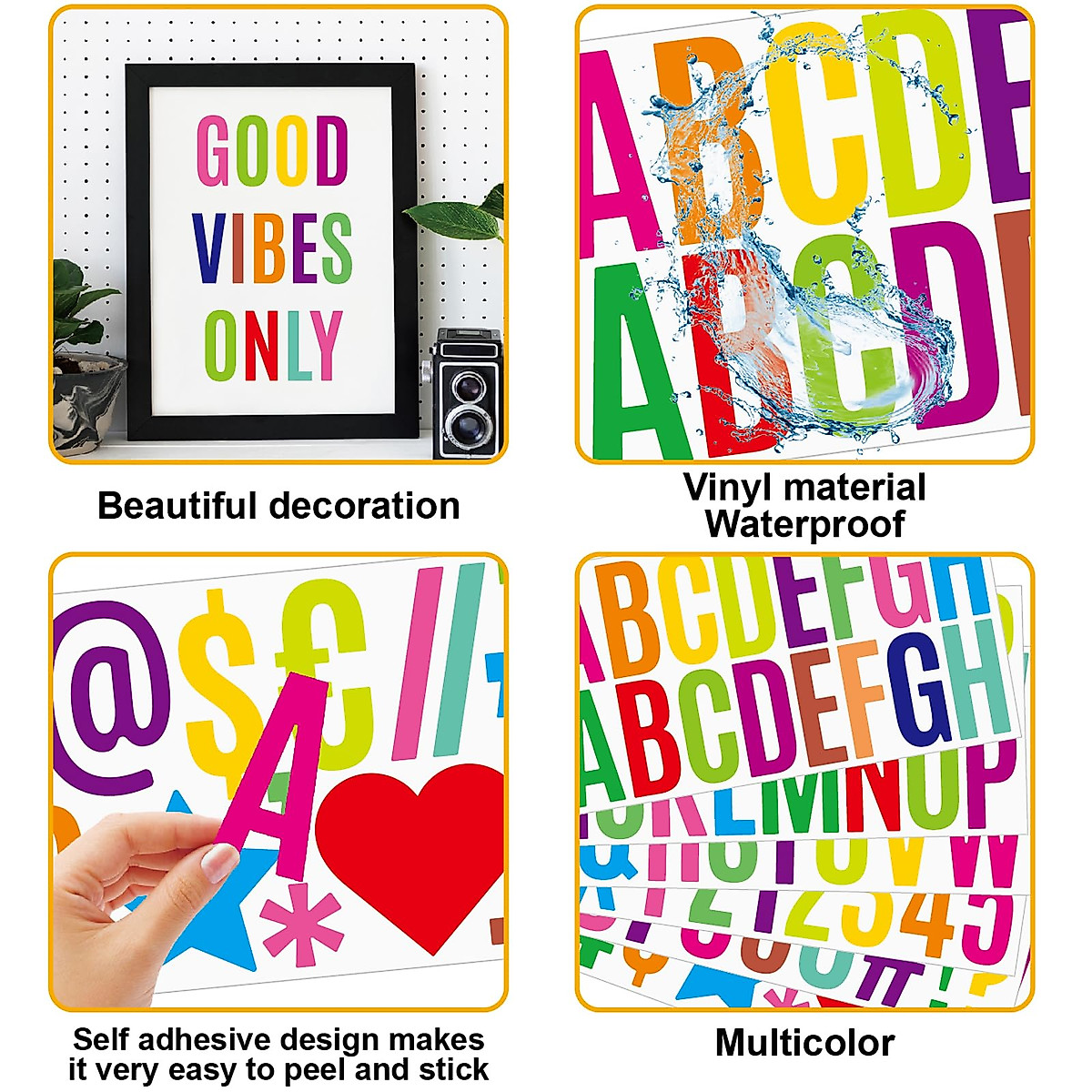 Bemeol 500 Pieces 30 Sheets Large Letter Stickers 2.5 Inch Alphabet Letter Stickers Self Adhesive Letters for Bulletin Board Mailbox Door Classroom Home