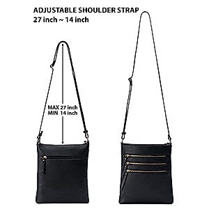 Solene Crossbody Bag Functional Multi Pocket Messenger Purse Top Zip Closure Shoulder Handbag With Adjustable Strap-WU093(Black)