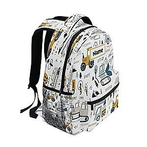 Custom Children's Name School Backpack Personalized Schoolbag Childish Truck Excavator Travel Bag for Teens Girls Boys