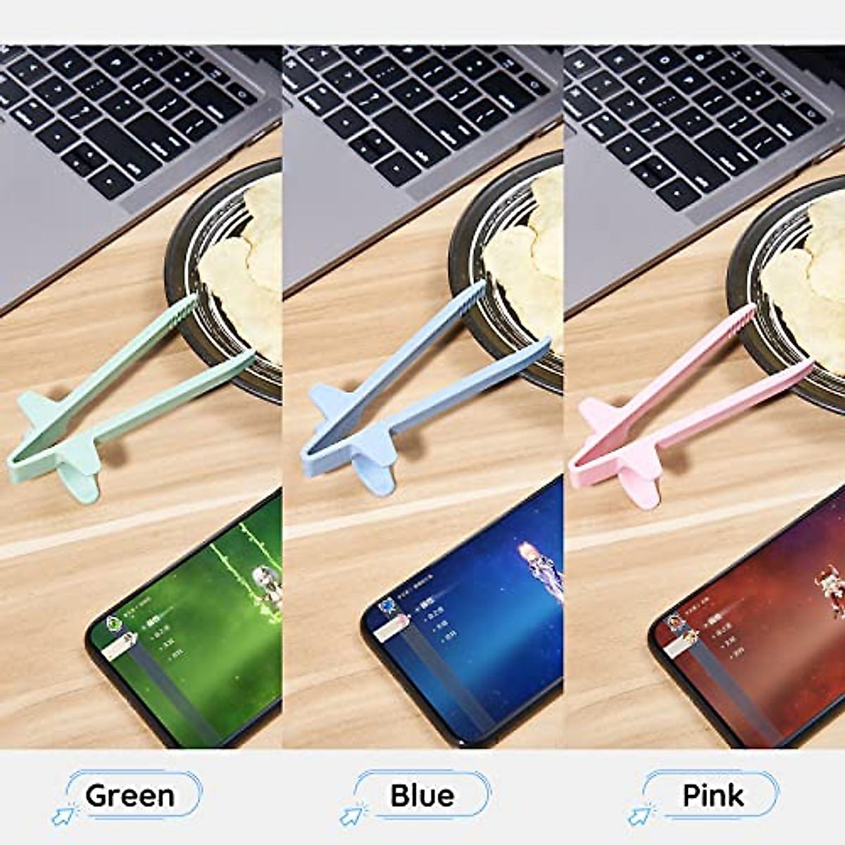 DXPIIOY® 6PCS Wheat Straw Fiber Finger Chopsticks,Hands-free Chips Snack Clip For Gamers Snacktime,Fun Gifts For Friends, Finger Tongs ,Cell Phones Accessories,Lazy Game Tool（Multiair）