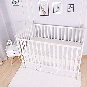 CaSaJa Classic Microfiber Crib Skirt with 2 Pleated Workmanship, Soft Breathable Dust Ruffle Fits Standard Crib and Toddler Bed, Pure White Color for Baby Boys and Girls, 14 inches Drop, White