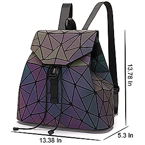 Lieseh Women's Geometric Holographic Glow Backpack Party Style Picks
