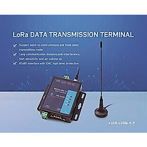USR-LG206-H-P Serial RS232 RS485 to LoRa Converter Server Device (Point to Point) 3500 Meters Transmission Distance High Sensitivity Air Waking Up for Smart Metering Oil Field Agriculture