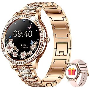 FILIEKEU Smart Watches Women Bluetooth Calls 1.32"Full Touch Screen Lady Watches IP68 Waterproof Fitness Activity Heart Rate Sleep Monitor Calories Stainless steel Women Smart Watches For Android IOS