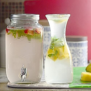 Beverage Dispenser Mason Jar with Lid Leak free 1 Gallon, Entertainment Glassware for Water, Juice, Cold Drinks & More