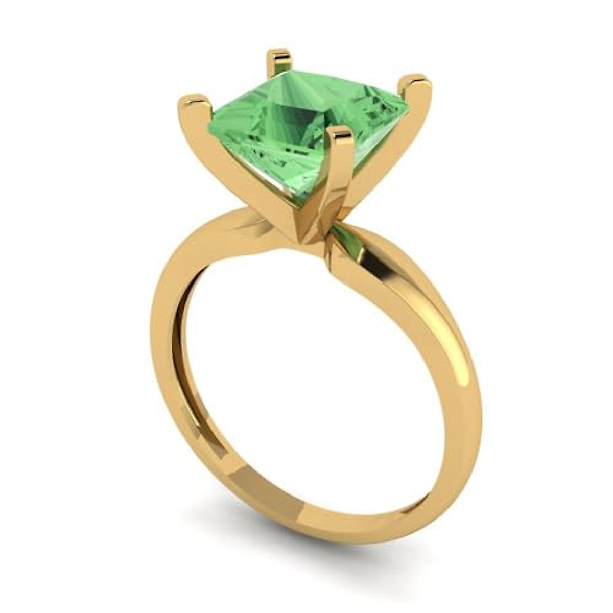 Clara Pucci 2.50ct Princess Cut Solitaire Green Simulated Diamond Excellent Engagement Bridal Promise Anniversary Ring 18K Yellow Gold 6