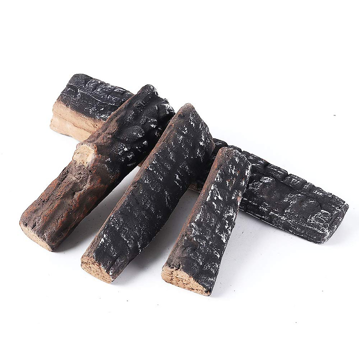 Large Gas Fireplace Logs Set of Ceramic Wood Logs. Use in Indoor, Gas Inserts, Vented, Electric, or Outdoor Fireplaces & Fire Pits. Realistic Clean Burning Accessories 4PCS