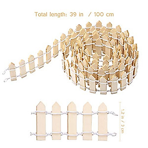 VORCOOL Small Wood Fence Miniature Fairy Garden Kit Micro-Landscape Accessories Dollhouse Decor Bonsai Terrarium Ornament（100cm x 3cm）