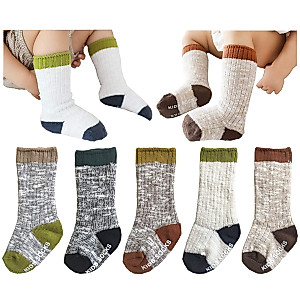 QandSweet Knitting Socks Keep Warm Unisex Baby Non-Slip Knee-High Stockings for Toddler Little Boy Girls 6-24 Months