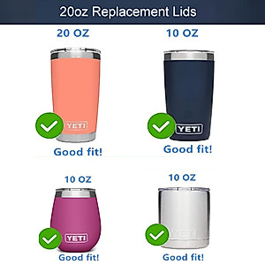 20oz Tumbler Lids,Tumbler Replacement Lids for Stainless Steel Insulated Tumbler Travel Mug,Fit for YETI Rambler,Atlin,Ozark Trail,Juro,Old Style Rtic and More (Black+Red+Pruple+Yellow, 20OZ)