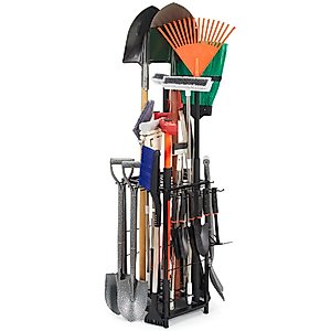 Garden Tool Organizer, Yard Tool Organizer up to 50 Tools, Garage Tool Organization and Storage, Garden Tool Storage, Yard Tool Racks, Tool Stand, Tool Holder for Garage, Shed, Outdoor, Black