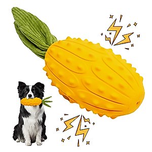 LIFLIX Squeaky Dog Toys, Durable Dog Chew Toys, Strong Tough Dog Toy with Natural Rubber, Teething Chew Toys for Small Medium Large Dogs, Kiwano Horned Cucumber Shape