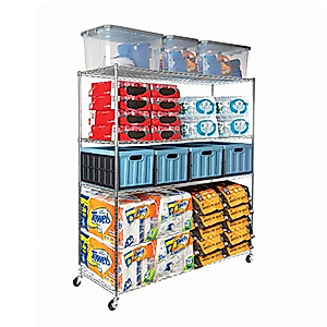 Seville Classics UltraDurable Heavy Duty NSF Solid Steel Wire Rack Storage Unit, Organizer for Garage, Warehouse, Office, Restaurant, Classroom, Kitchen, Steel, 4-Tier Shelving, 60" W x 24" D