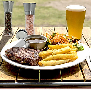 2 PCS Salt and Pepper Grinders Glass Mills Brushed Stainless Steel with Adjustable Ceramic Rotor