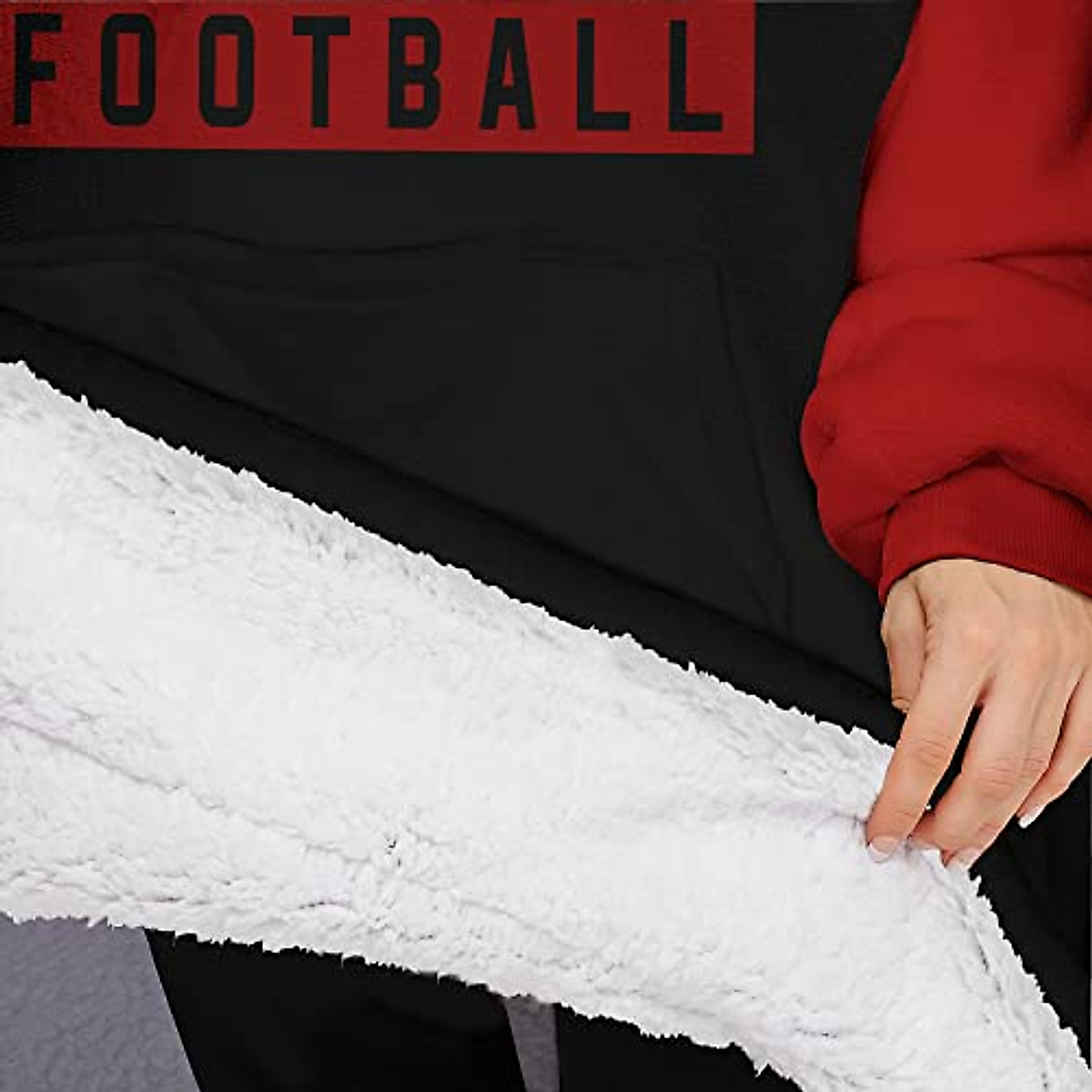City Classic Football Wearable Oversized Blanket with Super Pockets, Sherpa Blanket Hooded, Warm Winnter Fuzzy Pullover for Women & Men