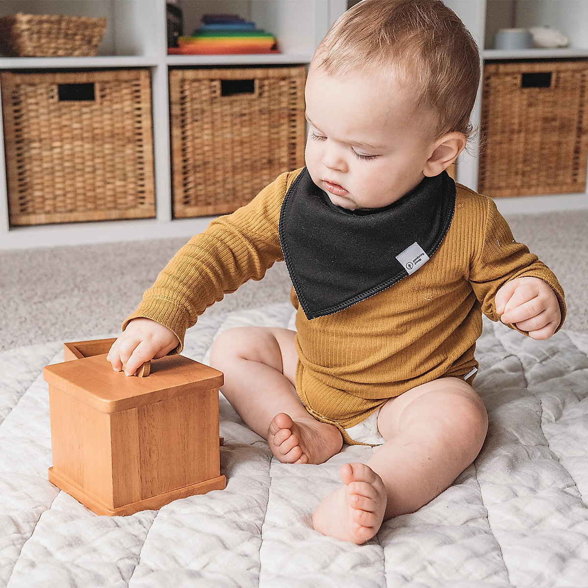 Pondering Pine Organic Baby Bandana Drool Bibs with Bag - Baby Bear Bandana Bibs for Boy or Girl - XLarge Soft Spit Up Drooling and Teething Bib, Extra Absorbent, Woodland Nursery, 8 Pack