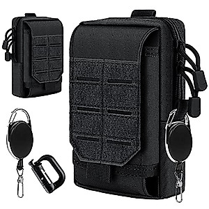 IronSeals Multi-Purpose Tactical Molle Pouch Waist Bag for Mobile Phone Belt Pouch Holster Cover Case for iPhone 14 Pro Max/13 Pro Max/12/11 Pro Max/XS Max, Size L
