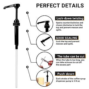 10 Pieces of Syrup Pumps - Coffee Syrup Pump Dispenser - Syrup Pumps for Coffee Syrup Bottle - Fits 750ml Bottles for Coffee Syrups - Flavorings Bottles (Black)