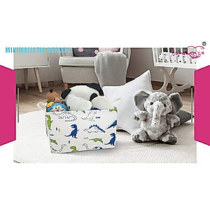 TIBAOLOVER Rectangular Kids Storage Basket Gift Basket Baby Storage Basket Cute Kids Toy Storage Bin Organizer Shelf Book Basket Room Decor(Polychrome Dinosaurs)
