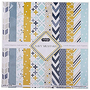Scrapbook Customs 37495 Themed Paper Scrapbook Kit, Navy Mustard