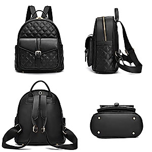I IHAYNER Mini Backpack for Women Leather Backpack Purse Small Backpack for Teen Girls Lightweight Travel Satchel Bag Black