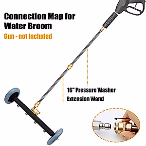 ZALALOVA Pressure Washer Undercarriage Cleaner, 16 Inch Power Washer Surface Cleaner Attachments, Under Car Wash Water Broom w/ 2 Pcs Extension Wand 1 Pc 60¡ã Angled Wand, 4000 PSI