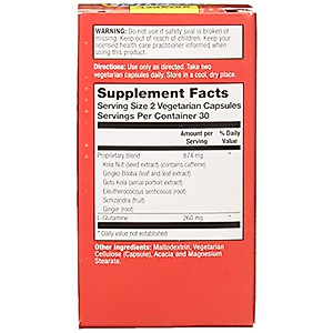 Natural Balance Brain Pep | Brain Function Supplement with Ginkgo Biloba, Kola Nut | Helps Support Improved Memory, Focus & Mental Clarity | 60 Capsules