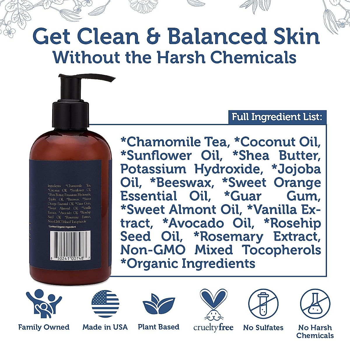 Era Organics USDA Organic Men's Face Wash - Nourishing and Hydrating Facial and Body Cleanser for Smoother Skin