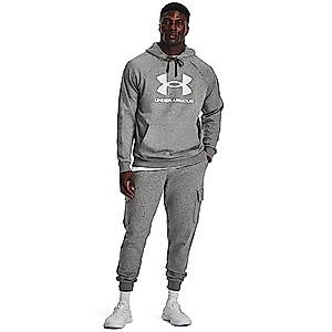 Under Armour Men's Rival Fleece Logo Hoodie , (025) Castlerock Light Heather / / White , XX-Large Tall
