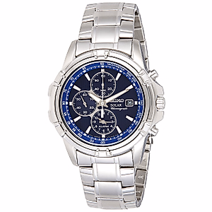 Seiko Men's SSC141 Stainless Steel Solar Watch with Blue Dial