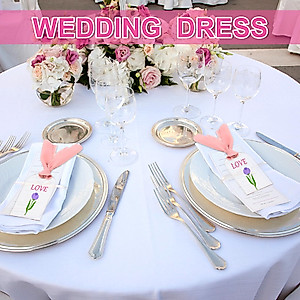 CosCosX 80Pcs Wedding Blank Arched Acrylic Place Cards Clear Wedding Reserved Seating Signs with Ribbon Name Tag Seat Label Square Hole for Table Setting Numbers Guest Names Party Accessories Supplies