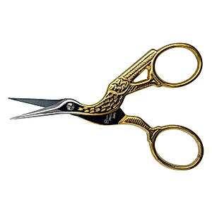 Ultima 3-1/2-Inch Forged, Gold-Plated, Stork Embroidery & Sewing Scissors