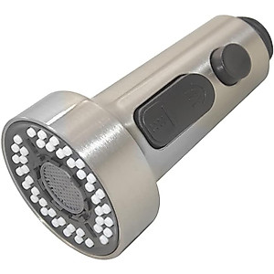 Hooshing Kitchen Sink Faucet Head Replacement 3 Function Pull Down Faucet Sprayer Head Nozzle Kitchen Faucet Head Hose Spray Tap Spout Only for G1/2 Connector, Brushed Nickel