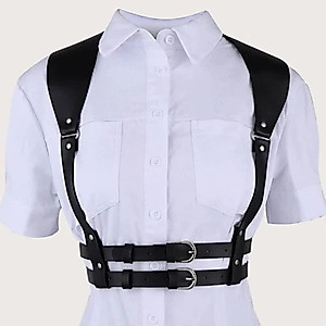 Asooll Leather Waist Harness Belt Punk Body Chain Leather body jewelry Beach Prom Party Rave Club Body Accessories Jewelry for Women and Girls(Black)