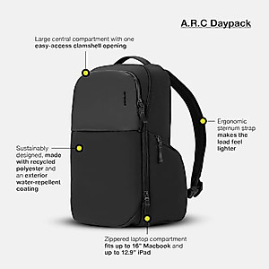 Incase A.R.C. Daypack - Versatile Carry On Backpack & Tech Bag - 16 Inch Laptop Bag for MacBook or iPad & Lightweight Backpack for Travel (17.5in x 11.4in x 6.2in, 19.5L) - Smoked Ivy