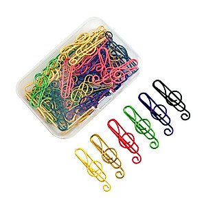 100Pcs Music Multicoloured Metal Paper Clips, Cute Metal Musical Notes Shaped Bookmark Clips for Student Kids Gift Notebook Office Accessories Document Organization