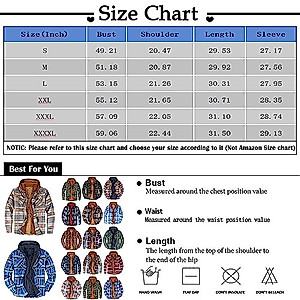 Ymosrh Mens Hooded Jackets, Men's Long Sleeve Lined Shirt Jacket With Hood Zip Up Winter Coats For Men Chamarra Para Hombre El Frio Plaid Jacket Clothes Jackets & Coats Jacket Fleece (XXL, Blue)