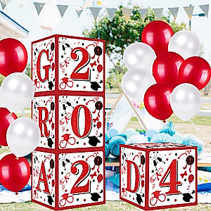 Graduation Party Decorations Class of 2024 Red and Black Graduation Balloon Boxes "Grad 2024" Letters Graduation Decorations Class of 2024 Balloon Boxes (Red)