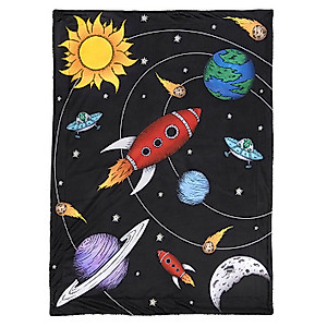 Jaxson's World Outer Space Theme | Minky Fleece Baby Blanket