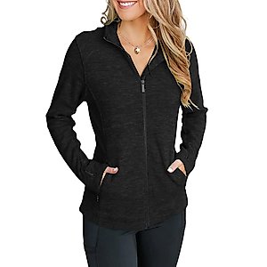 Zuoyouzi Women's Full Zip Jacket Sweatshirts Long Sleeve Slim Fit Athletic Track Running Jackets Outerwear with Pockets