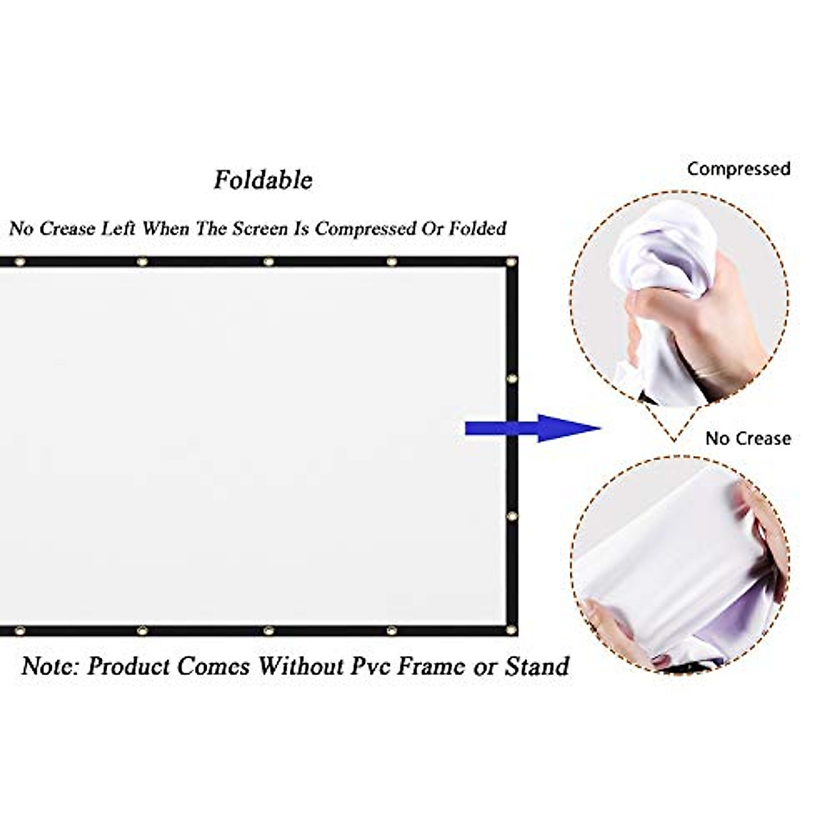 Mdbebbron 120 inch Projection Screen 16:9 Foldable Anti-Crease Portable Projector Movies Screens for Home Theater Outdoor Indoor Support Double Sided Projection