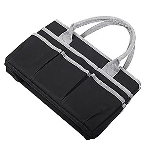 Jjring Craft and Art Organizer Tote Bag - 600D Silver Nylon Fabric Art Caddy with Pockets - for Art, Craft, Sewing, Medical, and Office Supplies Storage