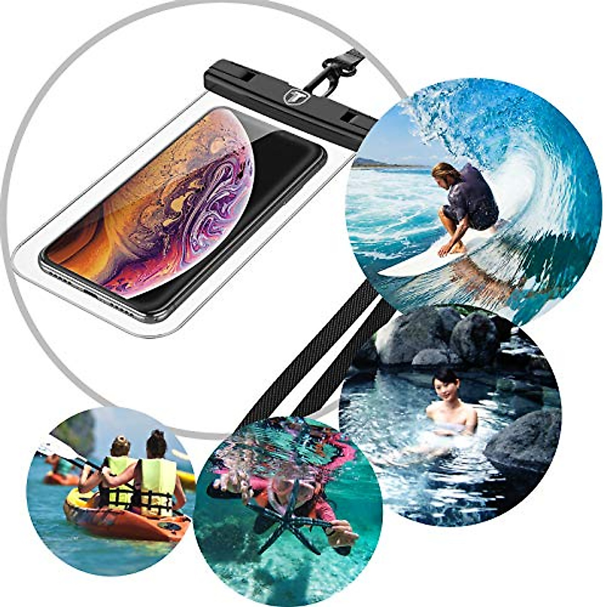 Tiflook Waterproof Pouch Phone Dry Bag Underwater Case for LG Stylo 6 5 4 Velvet Wing K51 K92 K31 V60 V50 V40 G8 G7 Journey Reflect Phone Pouch for Beach with Lanyard Neck Strap, Clear (2 Pack)