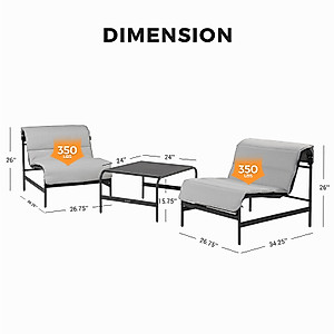 Grand patio 3-Piece Oversized Luxury Outdoor Furniture Set,Wide and Deep Lounge Chairs with Olefin Cushions and a Large Stone-Top Side Table,Perfect for Balcony, Backyard,Porch,Garden,Poolside-Grey