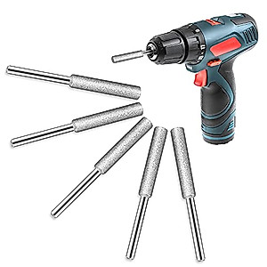 PRECIHW 10 Pack Chainsaw Sharpener Stone, Burr Grinding Stone File, Polishing Grinding Tool Grinding Bits for Chainsaw Sharpener, Grey, 3/16 Inch/ 4.8 mm