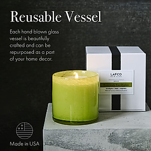LAFCO New York Classic Candle, Rosemary Eucalyptus - 6.5 oz - 50-Hour Burn Time - Reusable, Hand Blown Glass Vessel - Made in The USA