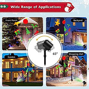 Goplus Christmas Projector Lights, Rotating Projection Lamp with 65° Adjustable Angle, Lawn Stake, Water Proof Landscape Decorative Lighting for Christmas, Holiday, Party, Garden